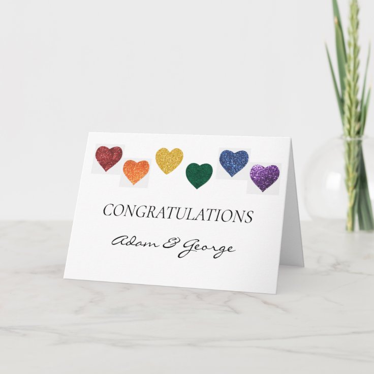 Congratulations Card - LGBTIQ Rainbow Pride Hearts | Zazzle
