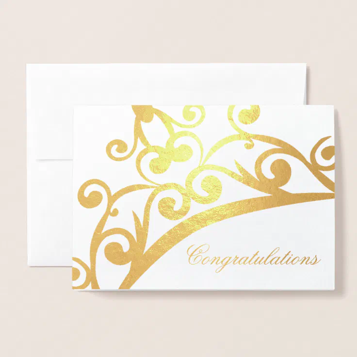Congratulations Card-Pageant Crown Foil Card | Zazzle