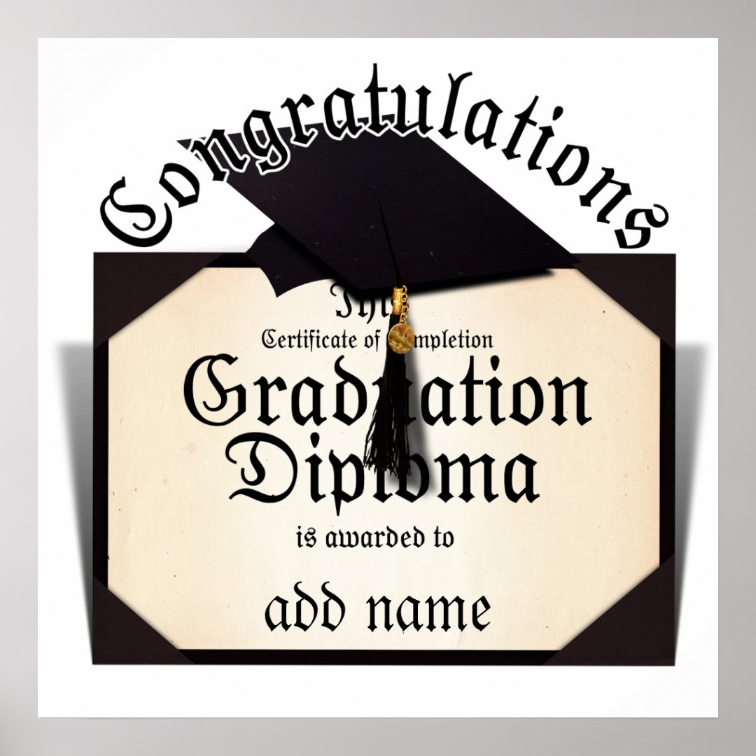Congratulations! Certificate of Completion Diploma Poster | Zazzle