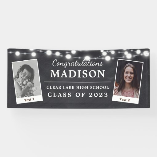 Congratulations Chalk String Lights Grad 2 - Photo Banner | Zazzle