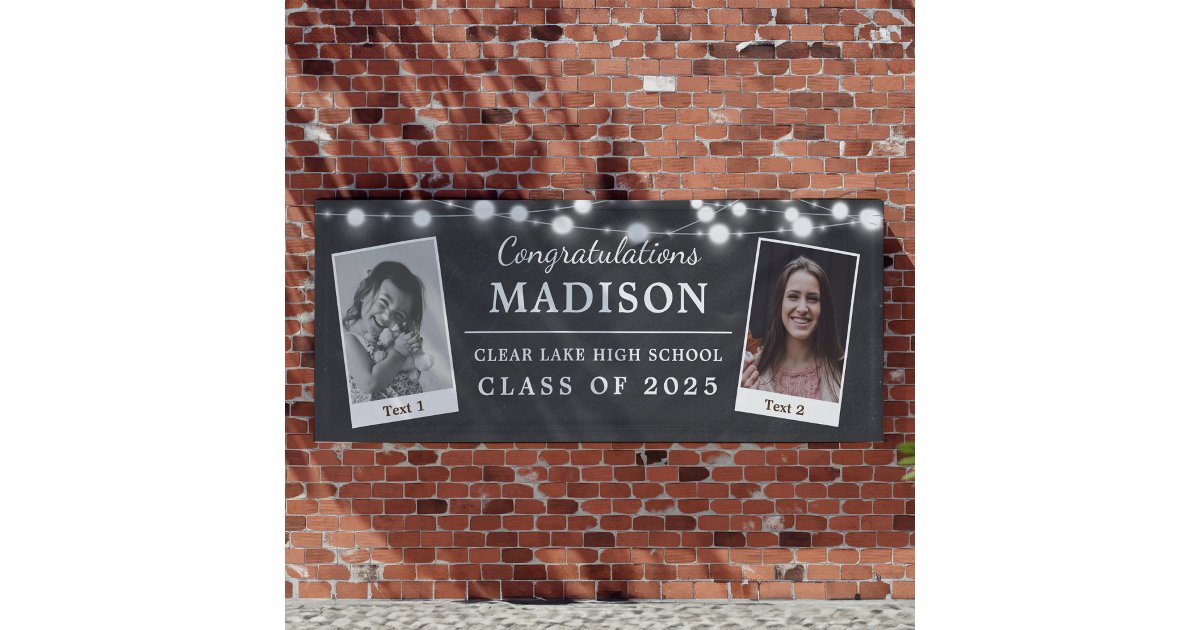 Congratulations Chalk String Lights Grad 2 - Photo Banner | Zazzle