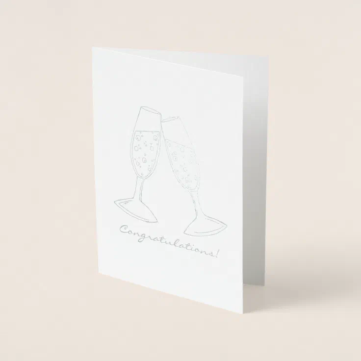 Congratulations Champagne Glass Wedding Bridal Foil Card | Zazzle