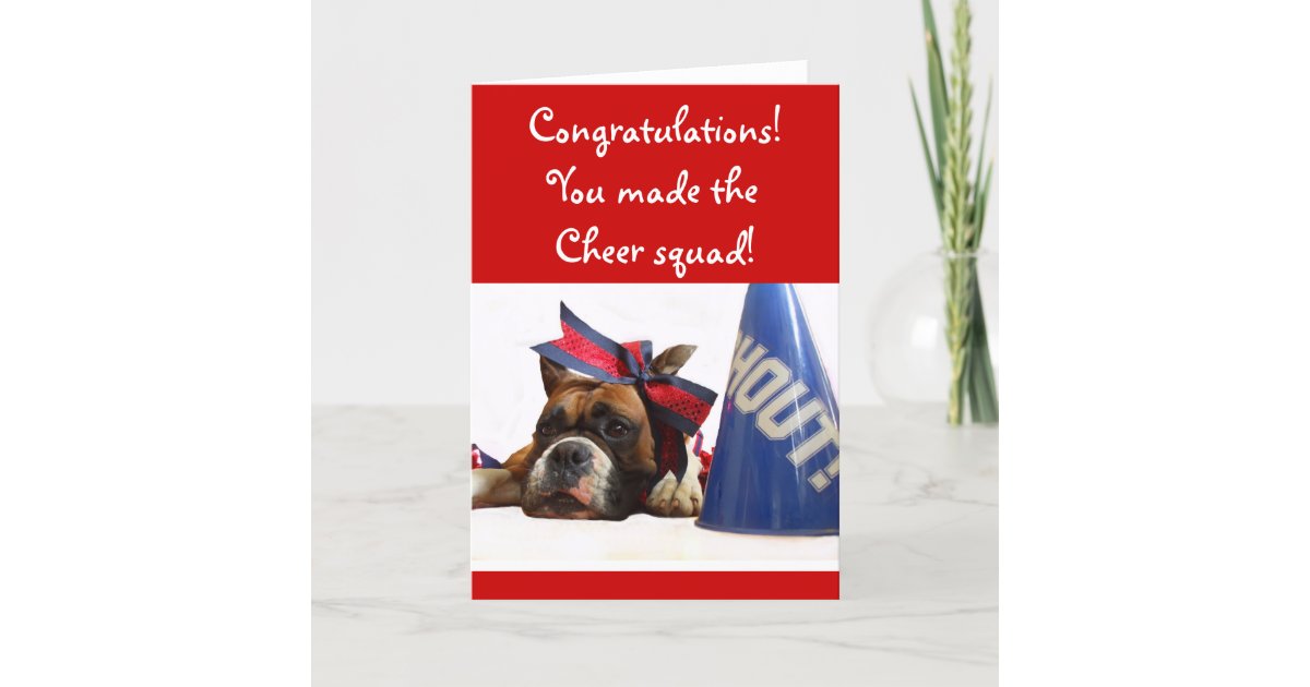 Congratulations Cheerleader boxer greeting card | Zazzle