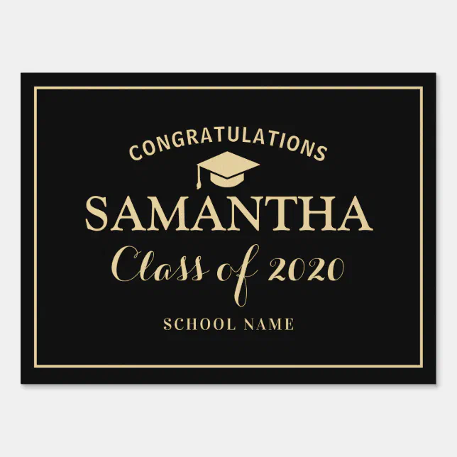 Congratulations Class of 2020 Graduation Black Sign | Zazzle