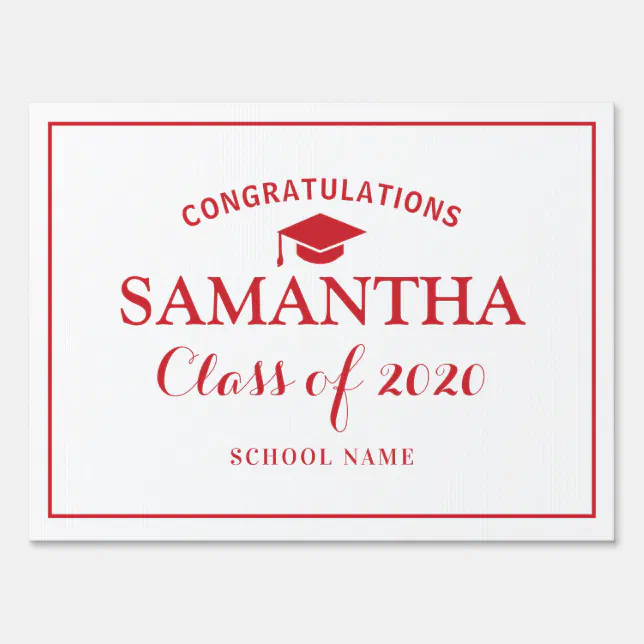 Congratulations Class of 2020 Graduation Red Sign | Zazzle