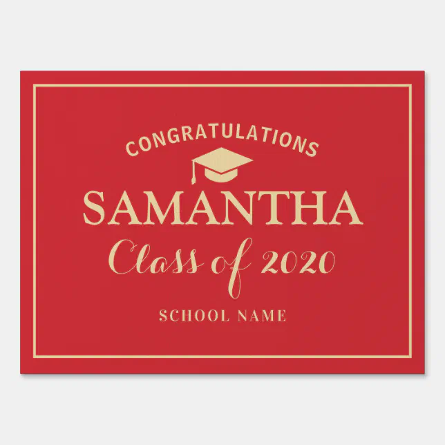 Congratulations Class of 2020 Graduation Scarlet Sign | Zazzle