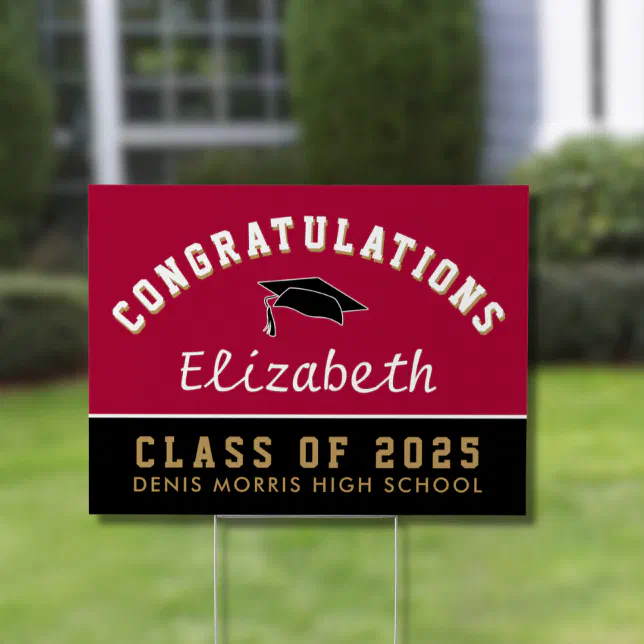 Congratulations Class of 2025 Red Graduation Lawn Sign | Zazzle