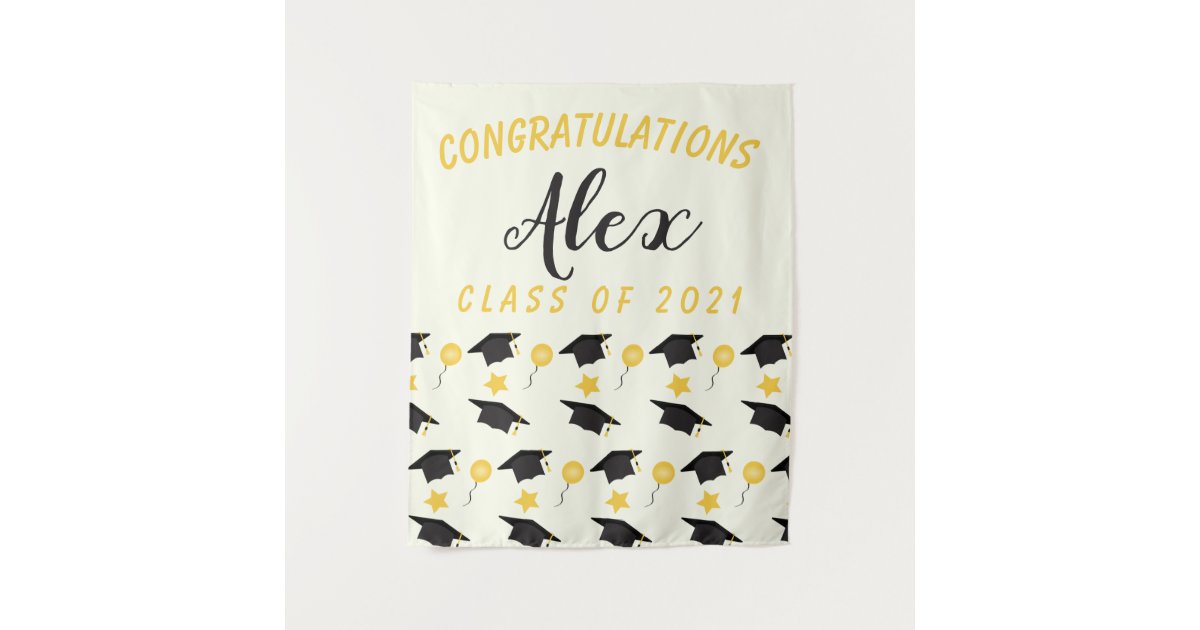 Congratulations Class Of Graduate Customize Name Tapestry | Zazzle