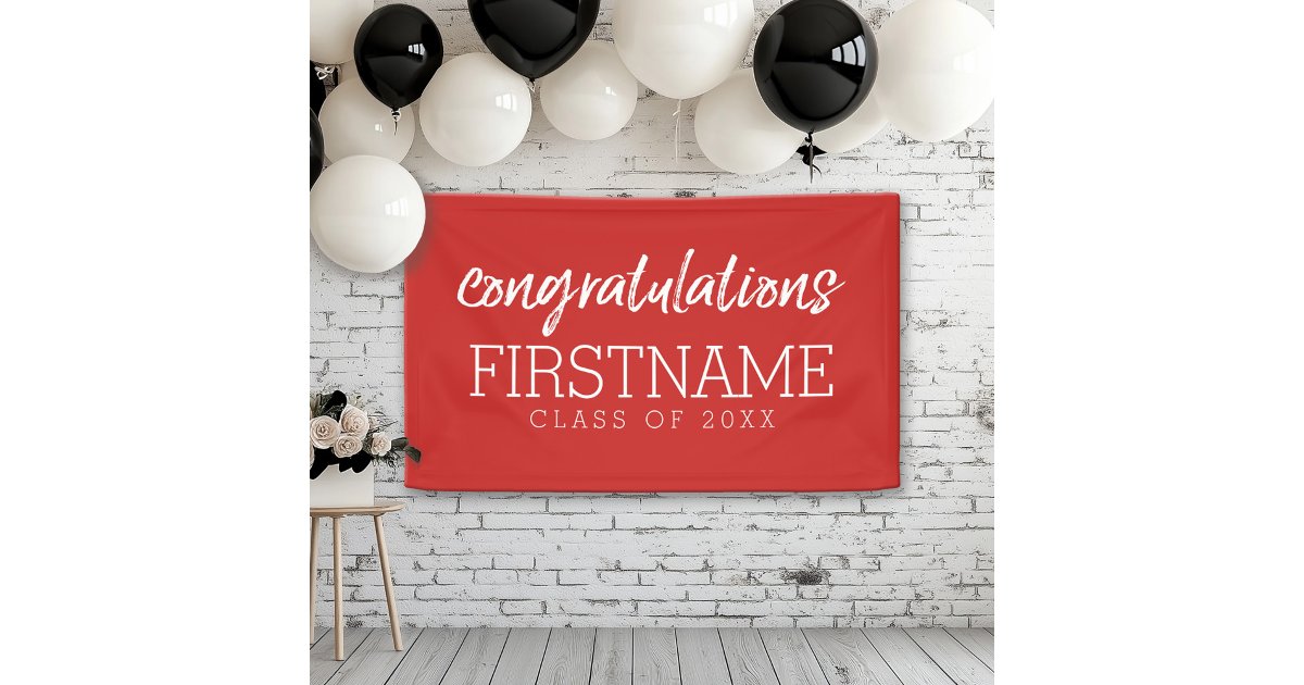 Congratulations Class of Year - Can Edit Red Banner | Zazzle