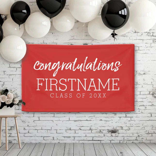 Congratulations Class of Year - Can Edit Red Banner | Zazzle