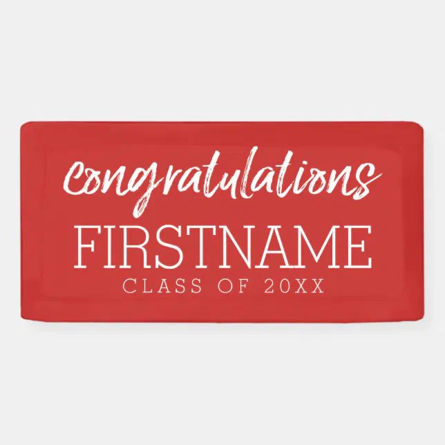 Congratulations Class of Year - Can Edit Red Banner | Zazzle