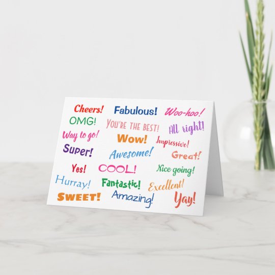 Congratulations Colorful Fun Bright Multi Phrase Card | Zazzle.com