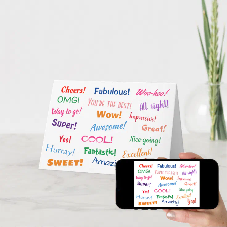 Congratulations Colorful Fun Bright Multi Phrase Card | Zazzle