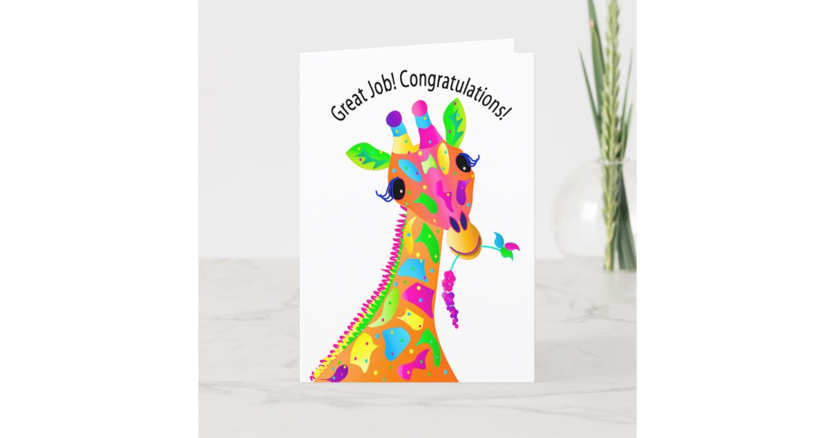 Congratulations, Colorful Giraffe, Kaleidoscope Thank You Card | Zazzle