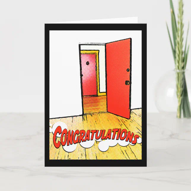 congratulations comic door card | Zazzle