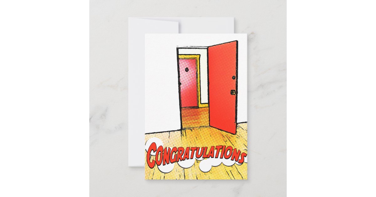 congratulations comic door invitation | Zazzle