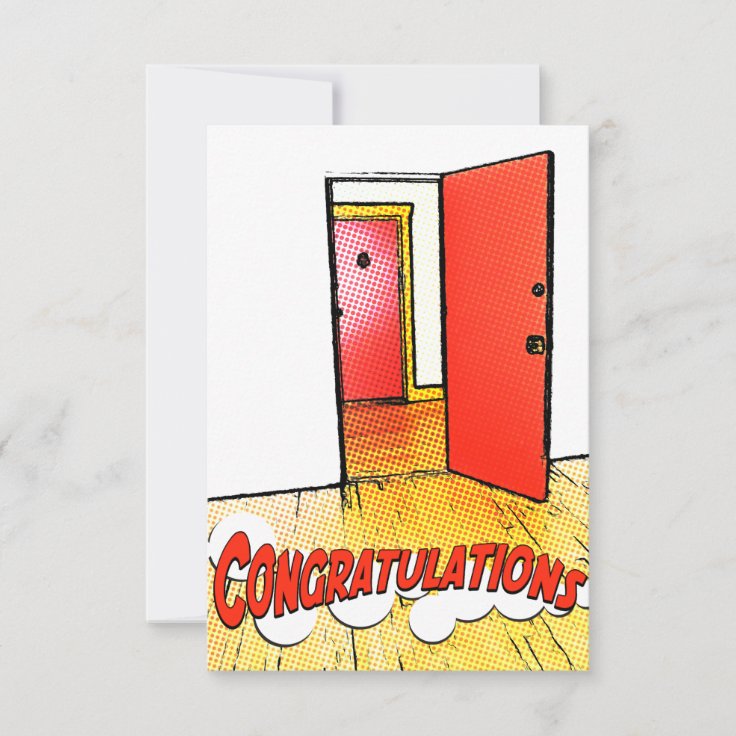 congratulations comic door invitation | Zazzle