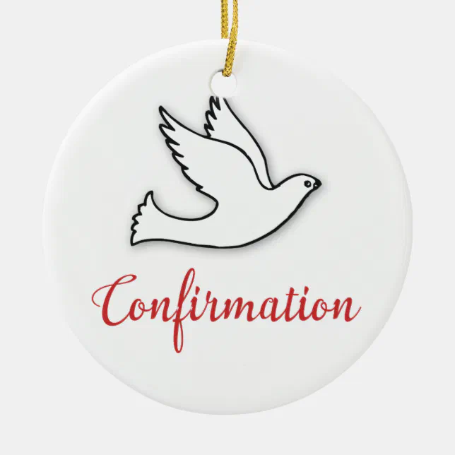 Congratulations Confirmation Dove with Gold, Red Ceramic Ornament | Zazzle