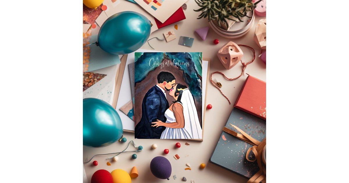 Congratulations | Couple's Wedding Kiss Card | Zazzle