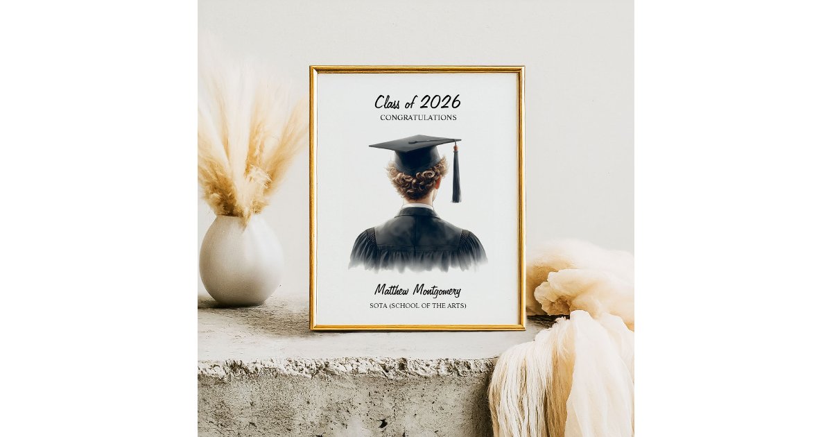 Congratulations Curly Blonde Male Graduate Poster | Zazzle