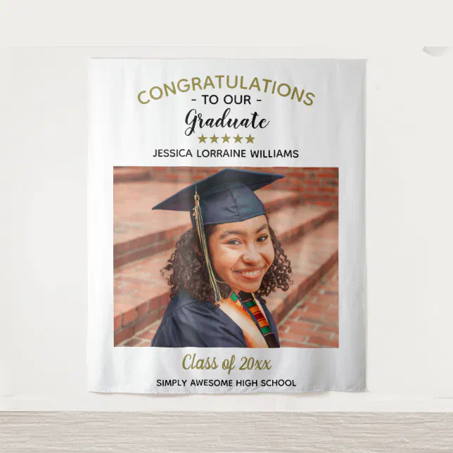 Congratulations Custom Photo Graduate Graduation Tapestry | Zazzle