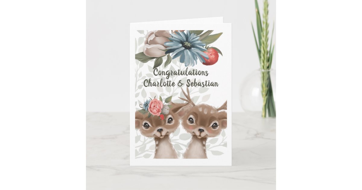 Congratulations Cute Deer Couple Card | Zazzle