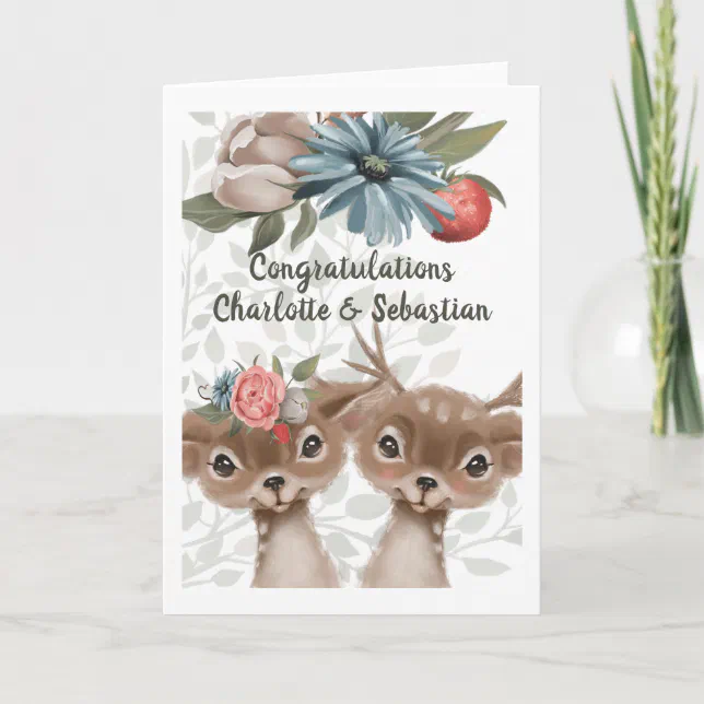 Congratulations Cute Deer Couple Card | Zazzle