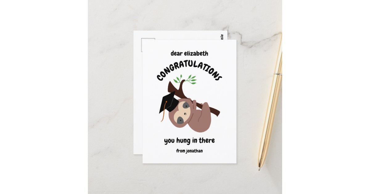 Congratulations Cute Sloth Graduation Custom Card | Zazzle