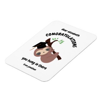 Congratulations Cute Sloth Graduation Custom Card Magnet | Zazzle