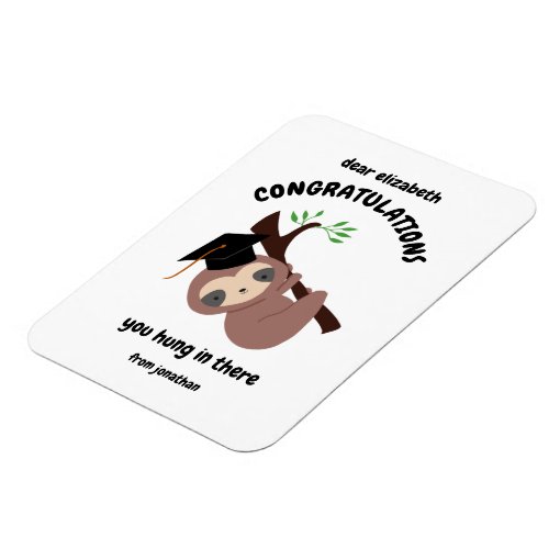 Congratulations Cute Sloth Graduation Custom Card Magnet | Zazzle
