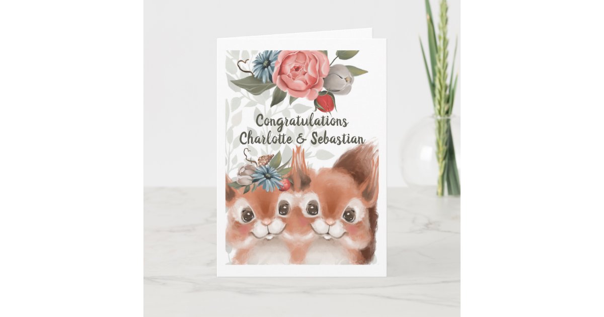 Congratulations Cute Squirrel Couple Card | Zazzle