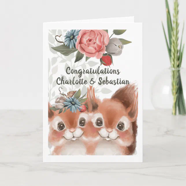 Congratulations Cute Squirrel Couple Card | Zazzle