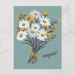 CONGRATULATIONS Daisy Bouquet Floral Cute Custom Postcard | Zazzle