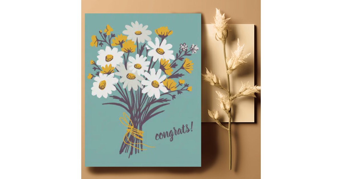 CONGRATULATIONS Daisy Bouquet Floral Cute Custom Postcard | Zazzle
