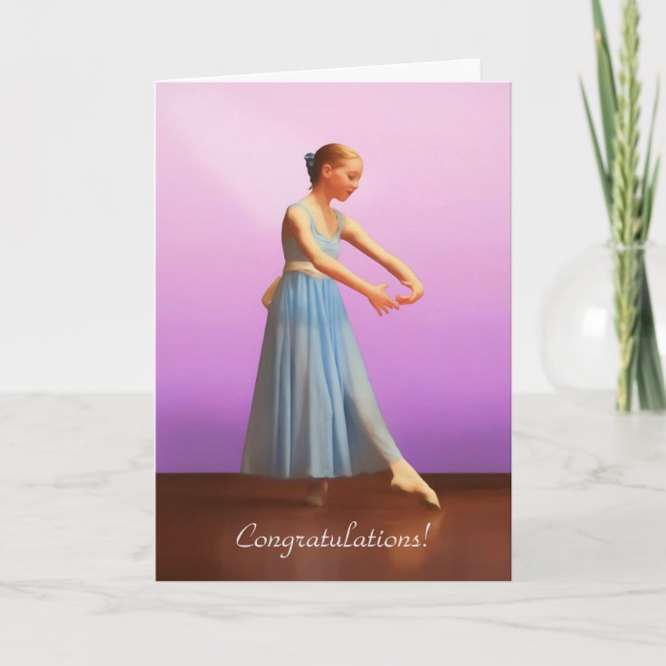 Congratulations, Dance Recital, Ballerina in Blue Card | Zazzle