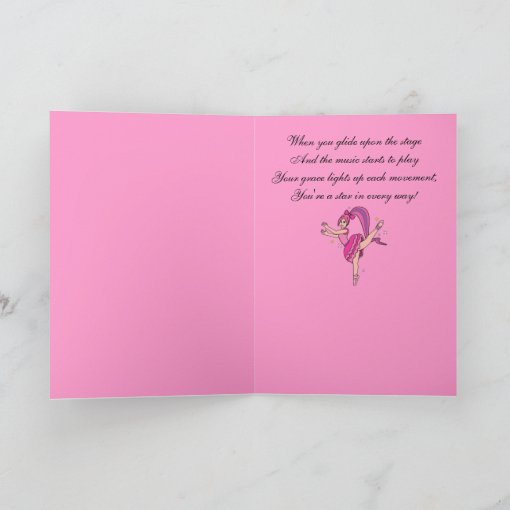 Congratulations Dance Recital Ballerina with Bow Card | Zazzle