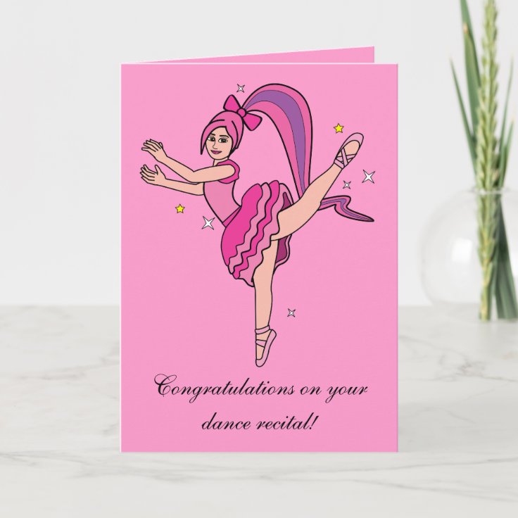 Congratulations Dance Recital Ballerina with Bow Card | Zazzle