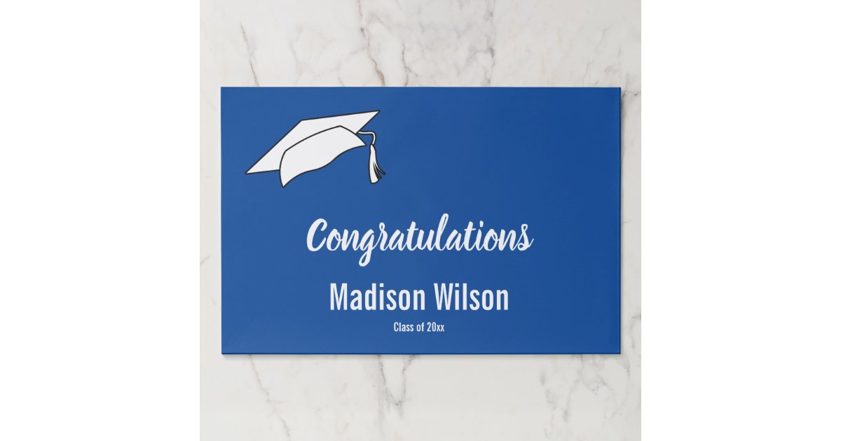 Congratulations Deep Blue and White Graduation Paper Pad | Zazzle