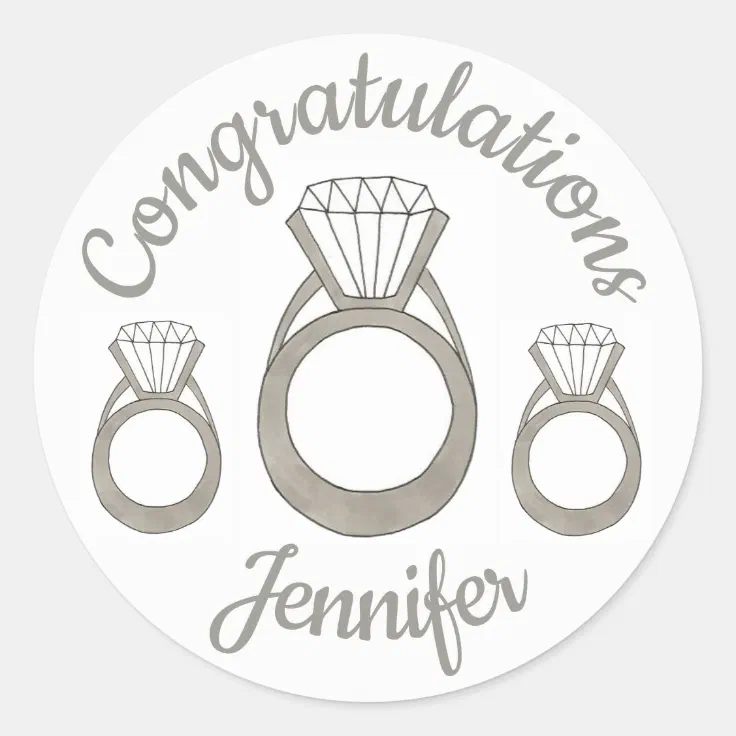 Congratulations Diamond Ring Bridal Shower Wedding Classic Round ...