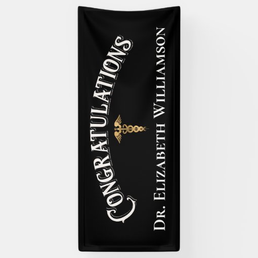 Congratulations Doctor Physician Caduceus Gold Banner | Zazzle
