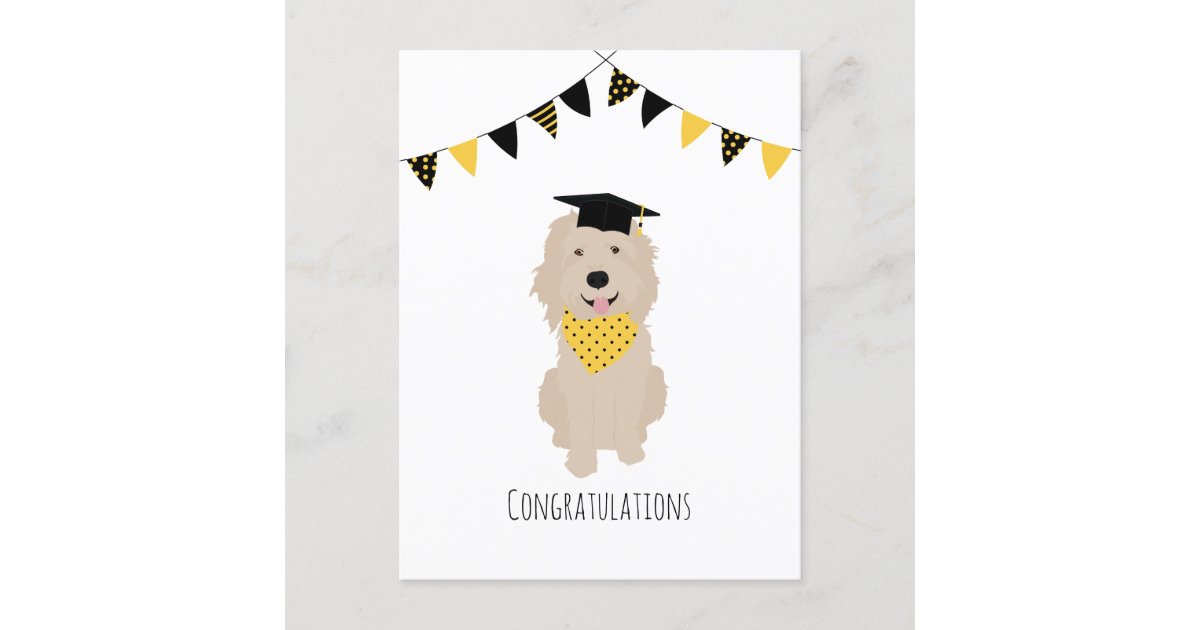 Congratulations Doodle Dog Graduation Cap Postcard | Zazzle