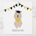 Congratulations Doodle Dog Graduation Cap Wine Label | Zazzle