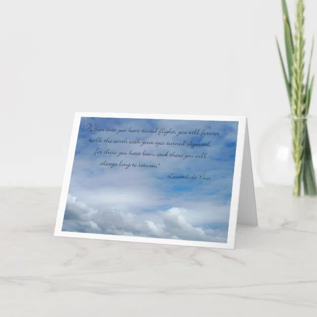 Congratulations Earning Your Wings da Vinci Quote Card | Zazzle