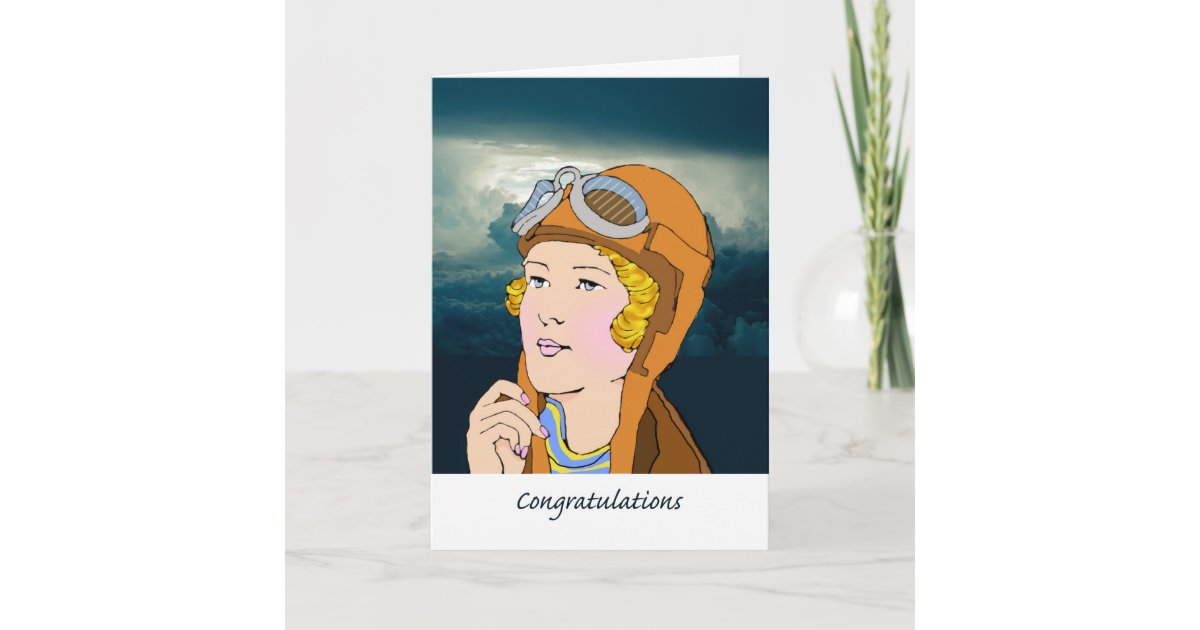 Congratulations Earning Your Wings, Female Pilot Card | Zazzle