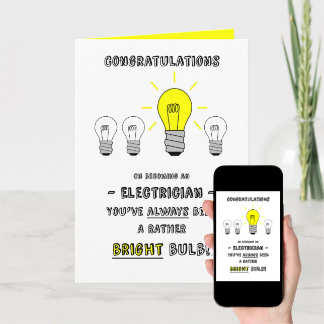 Congratulations Electrician, Future is Bright Card | Zazzle