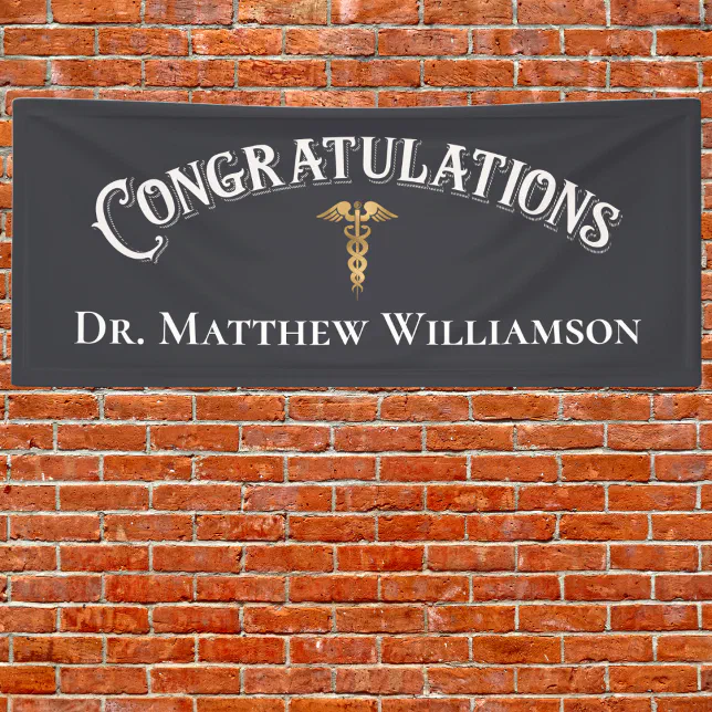Congratulations Elegant Doctor Medical Graduation Banner | Zazzle