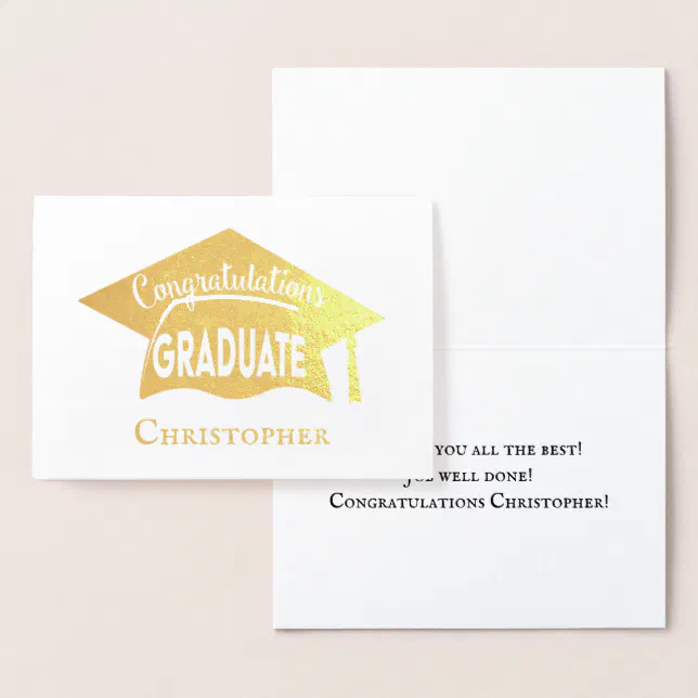 Congratulations Elegant Modern Gold Cap Graduation Foil Card | Zazzle