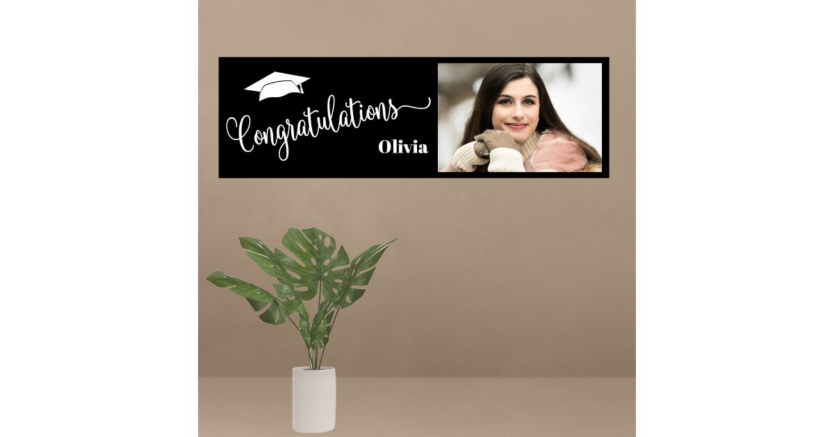 Congratulations Elegant Photo Graduation Banner | Zazzle