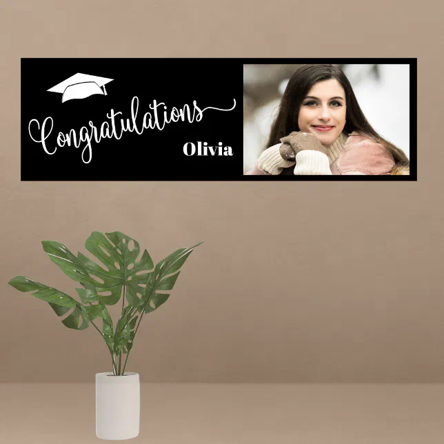 Congratulations Elegant Photo Graduation Banner | Zazzle