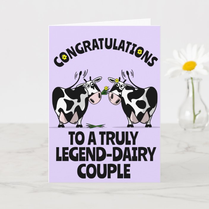 Congratulations Engagement Wedding Fun Cartoon Cow Card | Zazzle.com